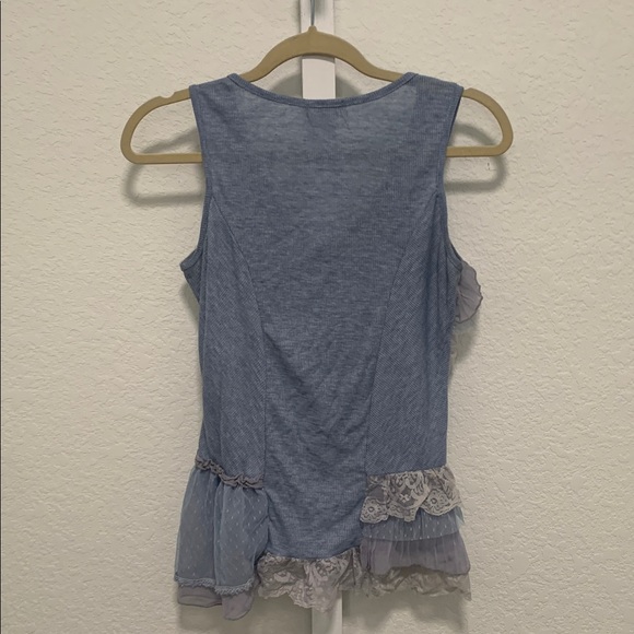 Vintage | Tops | Forla Paris Boho Blue Ruffle Details Ribbed Tank Top ...